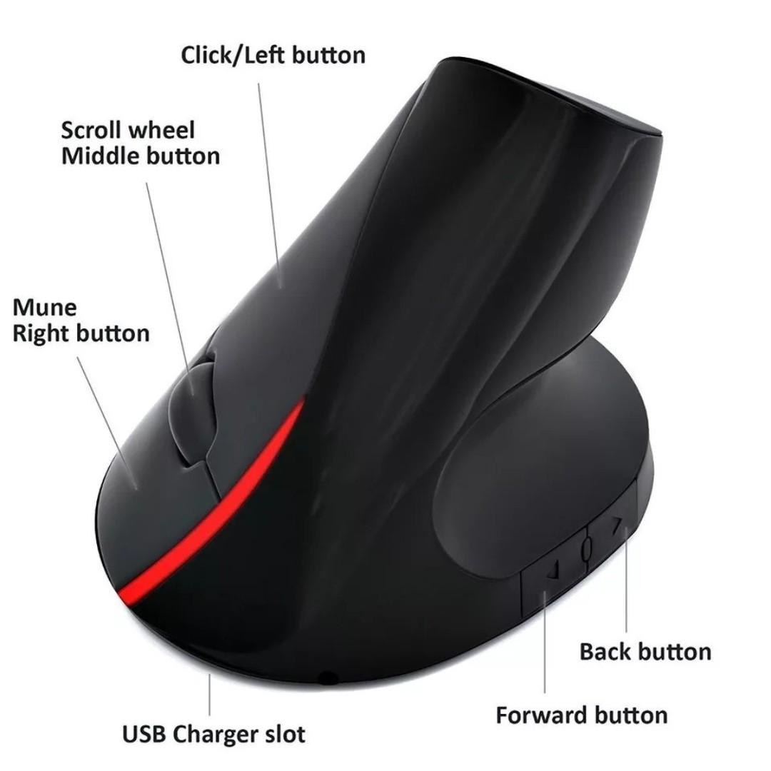 Ergonomic Mouse Wireless Rechargeable Vertical Optical Mouse 2.4Ghz ...