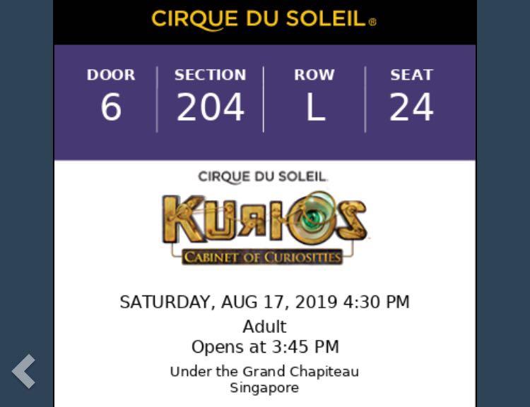 Cirque Du Soleil tickets, Tickets & Vouchers, Event Tickets on Carousell