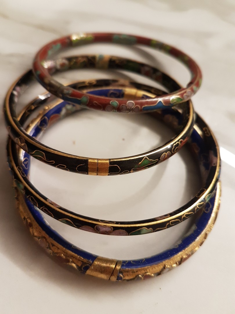 Cloisonne style chinese bangles, Women's Fashion, Jewelry & Organisers ...