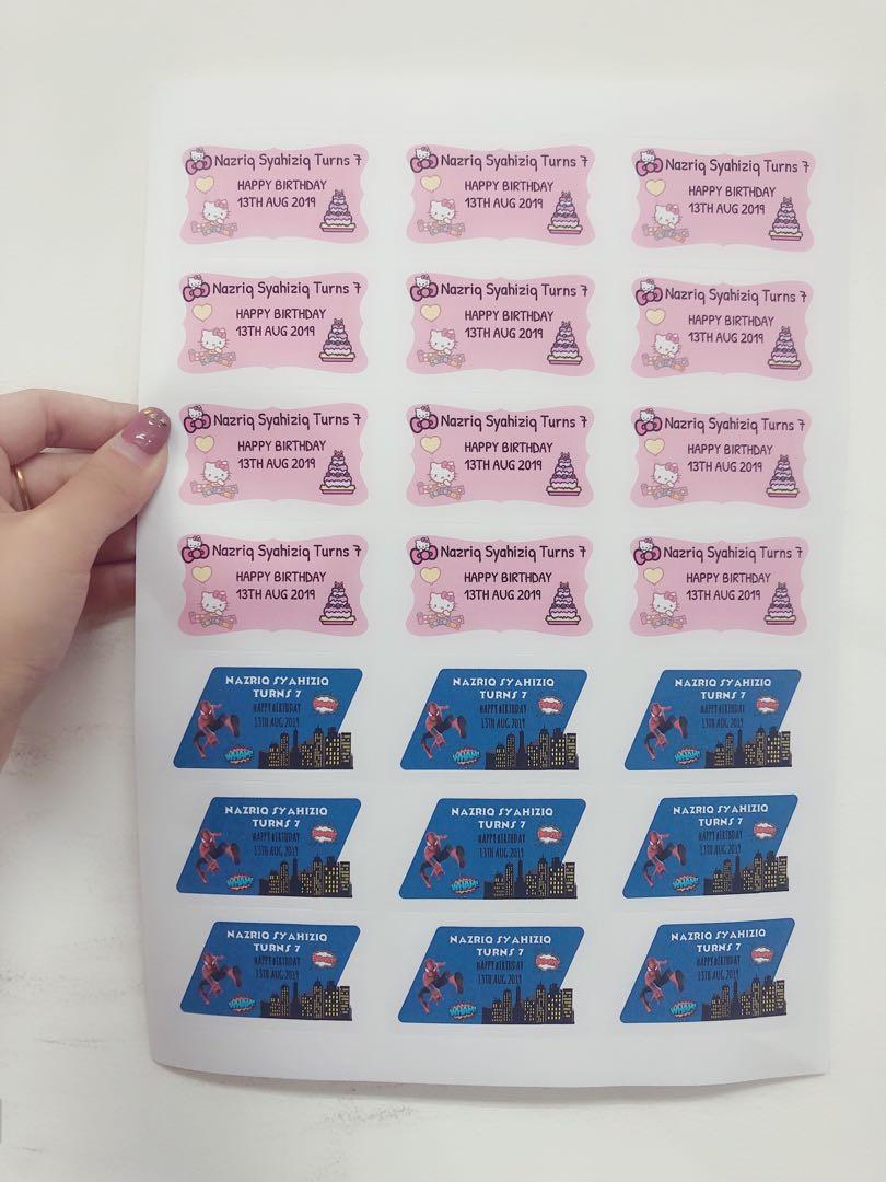 Kids Birthday Party Goodie Bag Sticker Labels Name Stickers, Hobbies ...