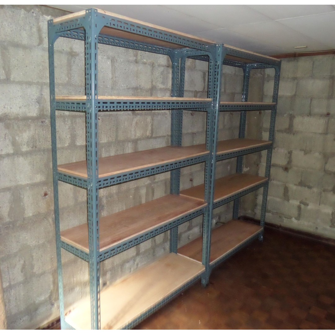 Steel Rack - slotted Bolt and Nut wood shelve an metal frame, Furniture ...