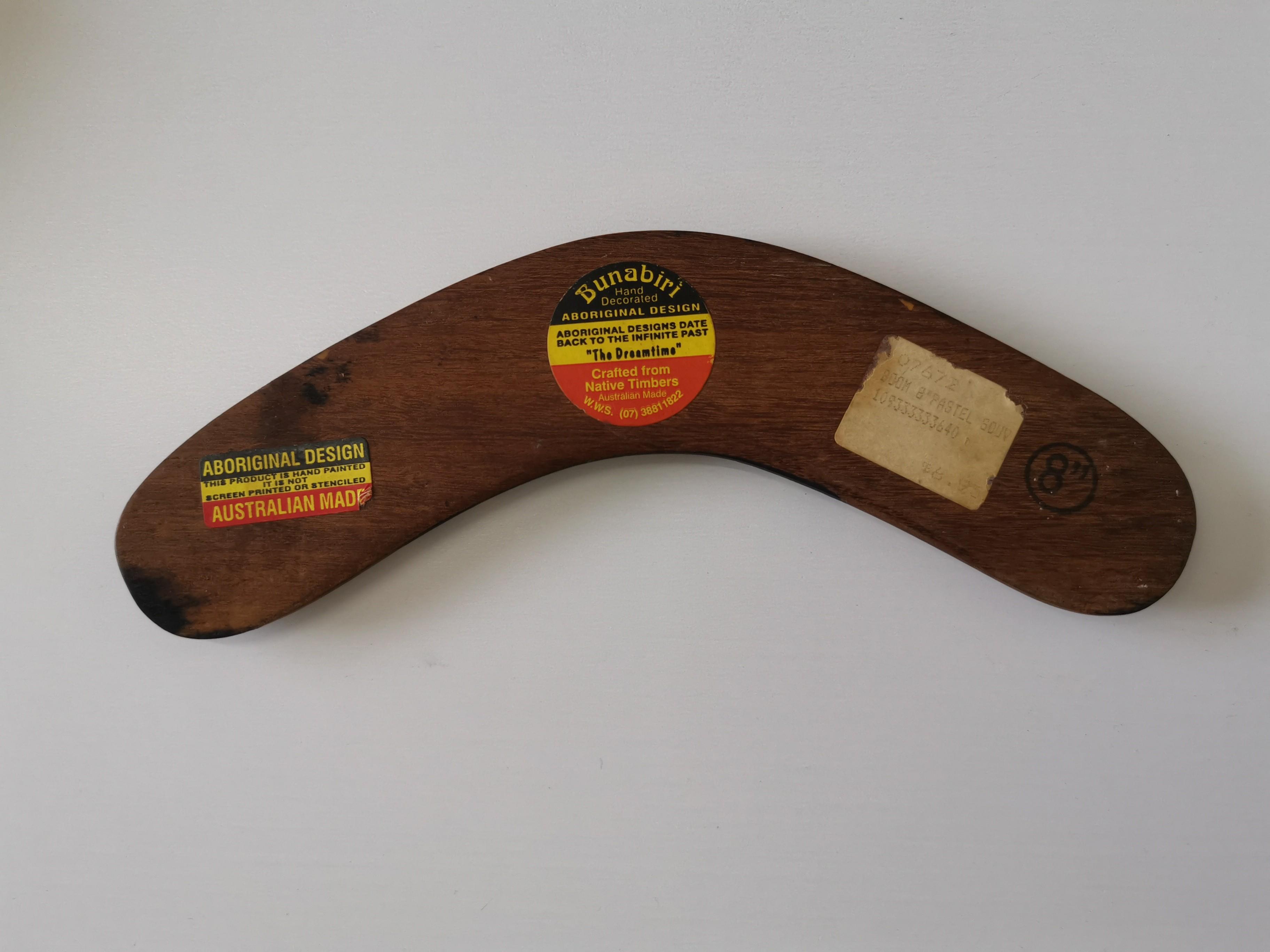 Australia Vintage Aboriginal art boomerang Bunabiri Hand Painted ...