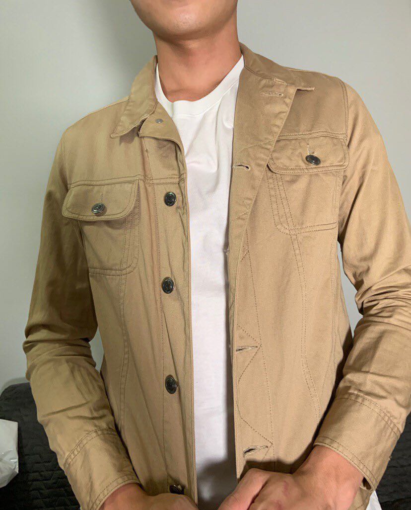 beige jacket, Men's Fashion, Coats, Jackets and Outerwear on Carousell