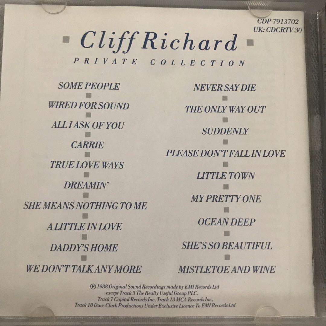 CD:Cliff Richard-Private Collection 1979-1988, Hobbies & Toys, Music ...