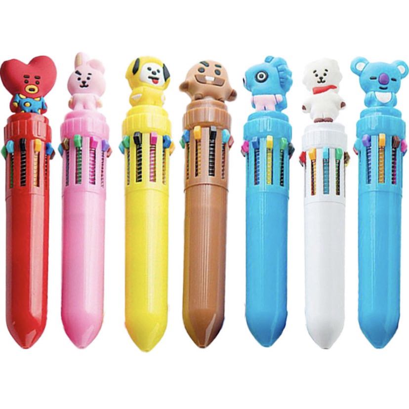 Kpop BTS Stationery Chunky BT21 Ballpoint Gel Pen Writing Tool 10 ...