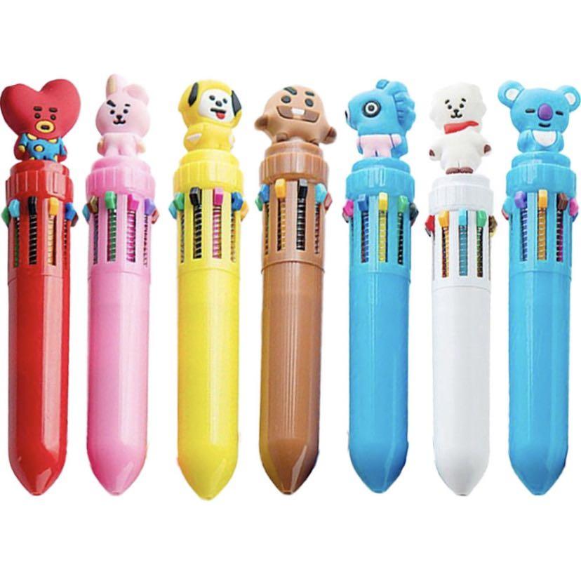 Kpop BTS Stationery Chunky BT21 Ballpoint Gel Pen Writing Tool 10 ...