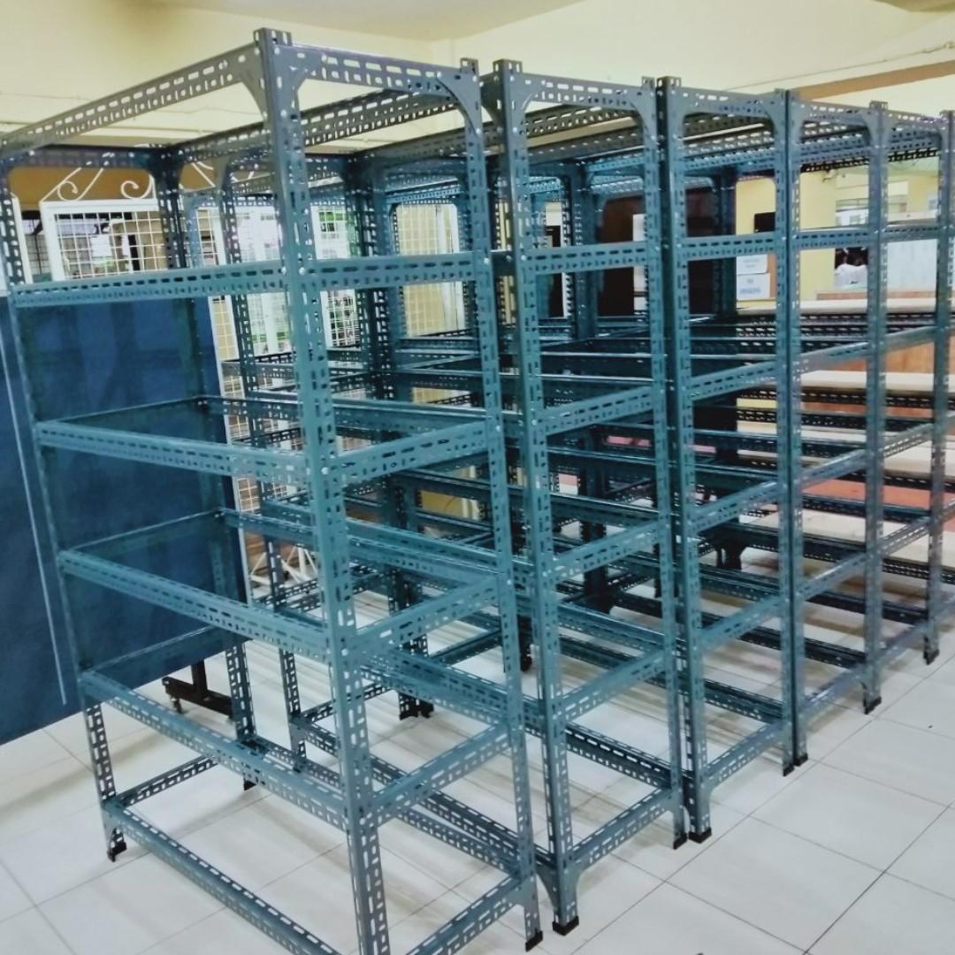 Steel Rack - Metal Frame Slotted Angle Bar Bolt and Nut Display Rack ...