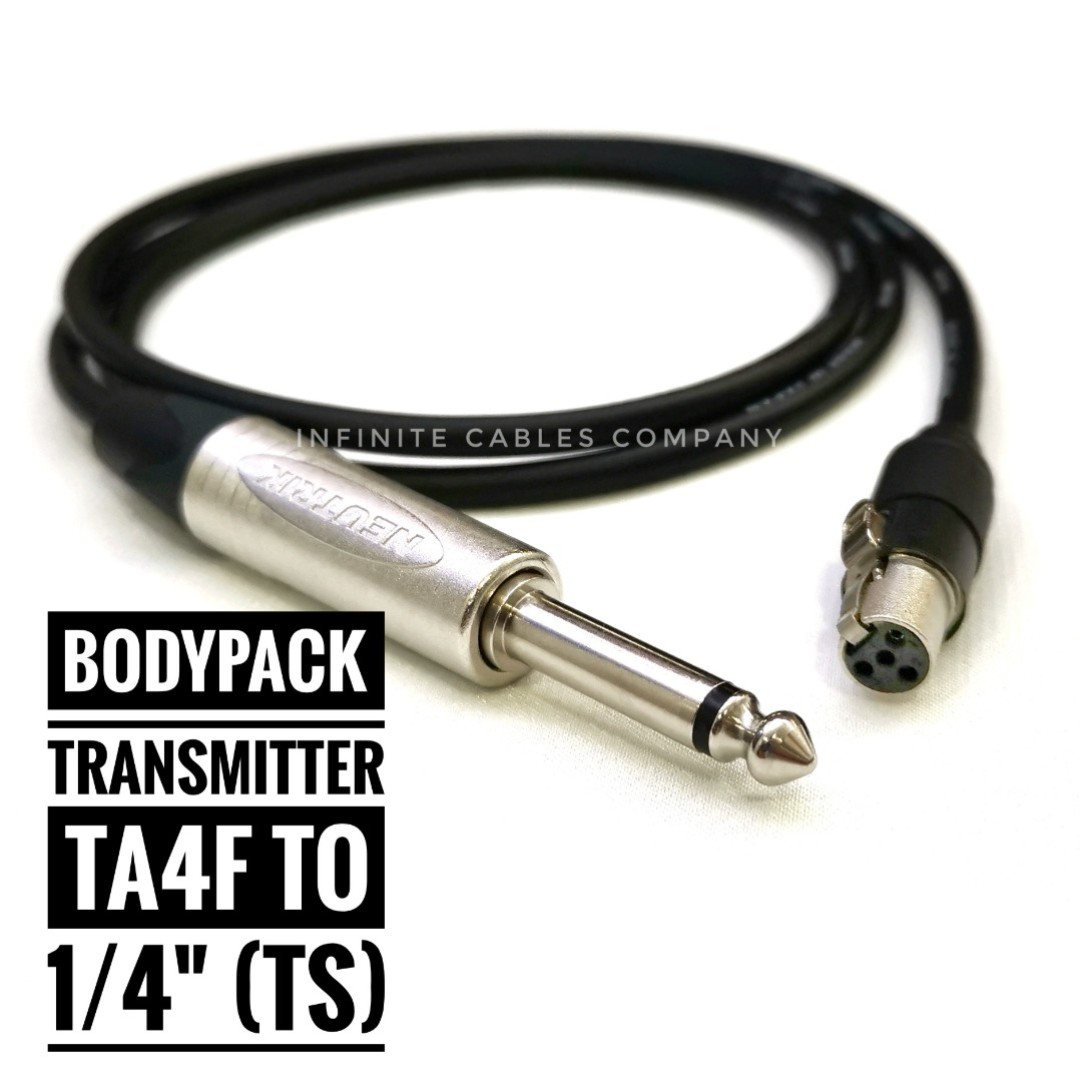 TA4F to 1/4" MONO TS BODYPACK TRANSMITTER WITH CANARE CABLE - NEUTRIK ...
