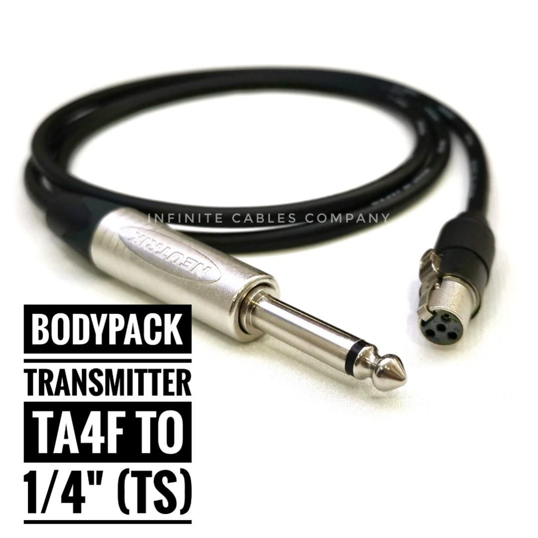 TA4F to 1/4" MONO TS BODYPACK TRANSMITTER WITH CANARE CABLE - NEUTRIK ...