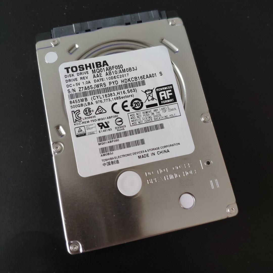 Toshiba 2.5" 500GB HDD, 7mm Thickness, Computers & Tech, Parts ...