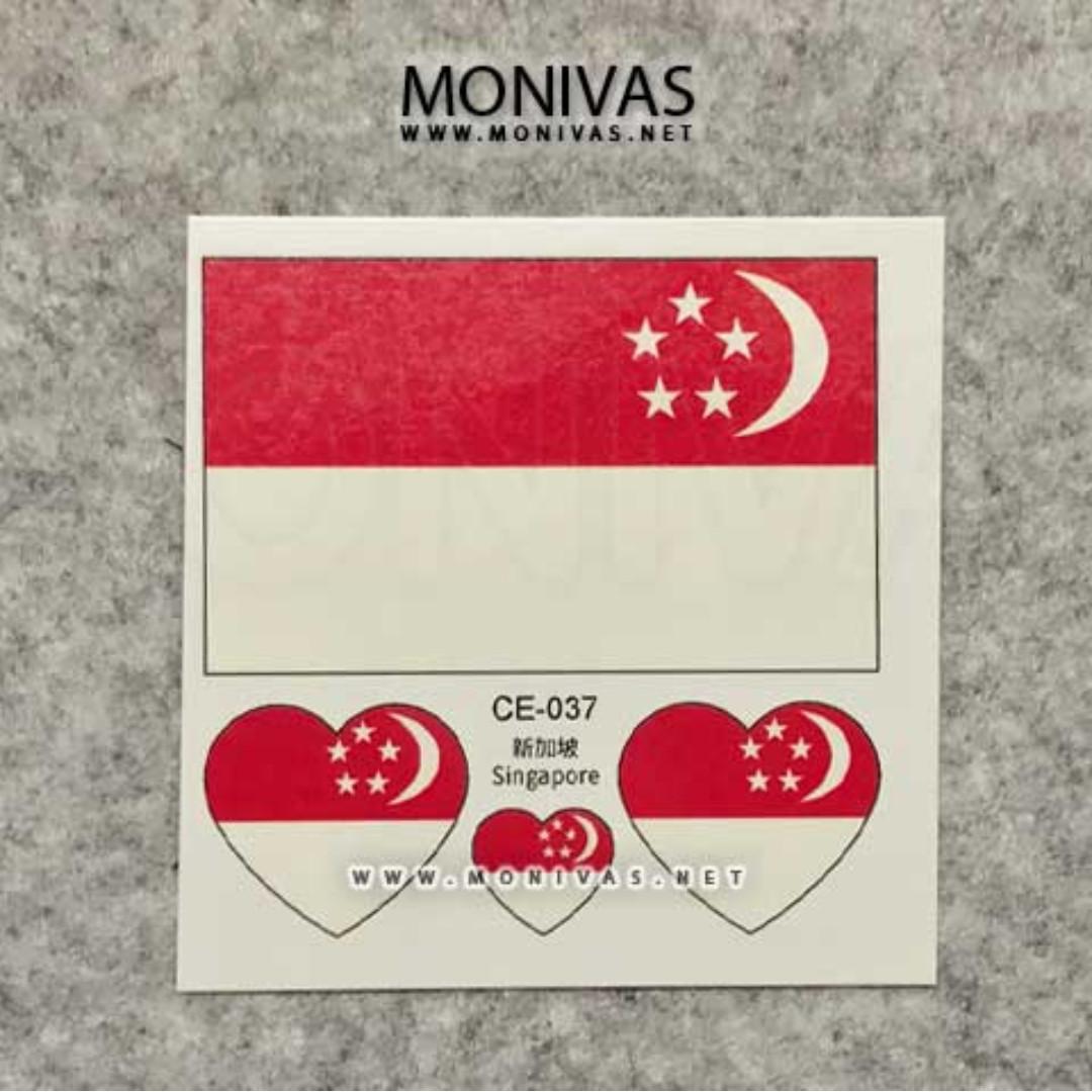 (4 Sheets) Singapore Flag Temporary Tattoo Stickers NDP National Day ...