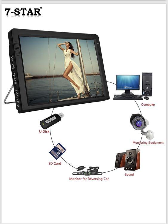 7-STAR* 12” Portable Digital TV with 12V Car Charger [Features:Built in ...