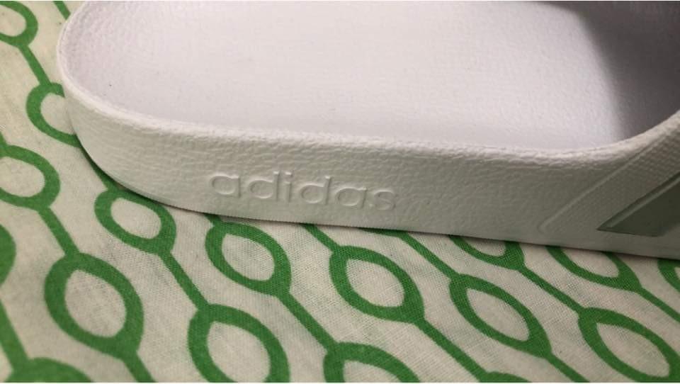 Adidas white silver slides, Women's Fashion, Footwear, Flats & Sandals ...