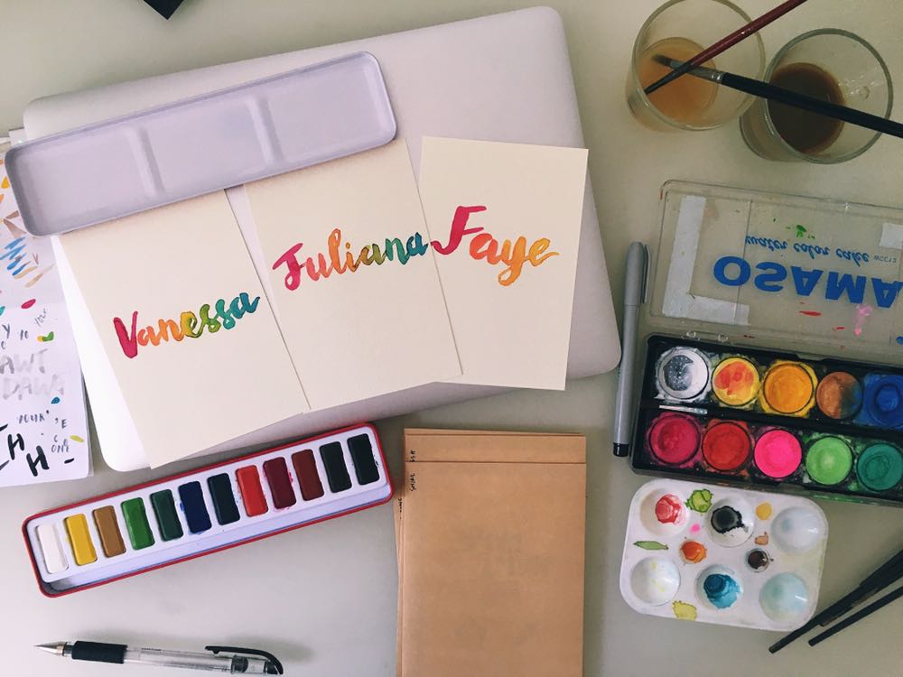 Customised Watercolour Name Lettering, Hobbies & Toys, Stationery ...