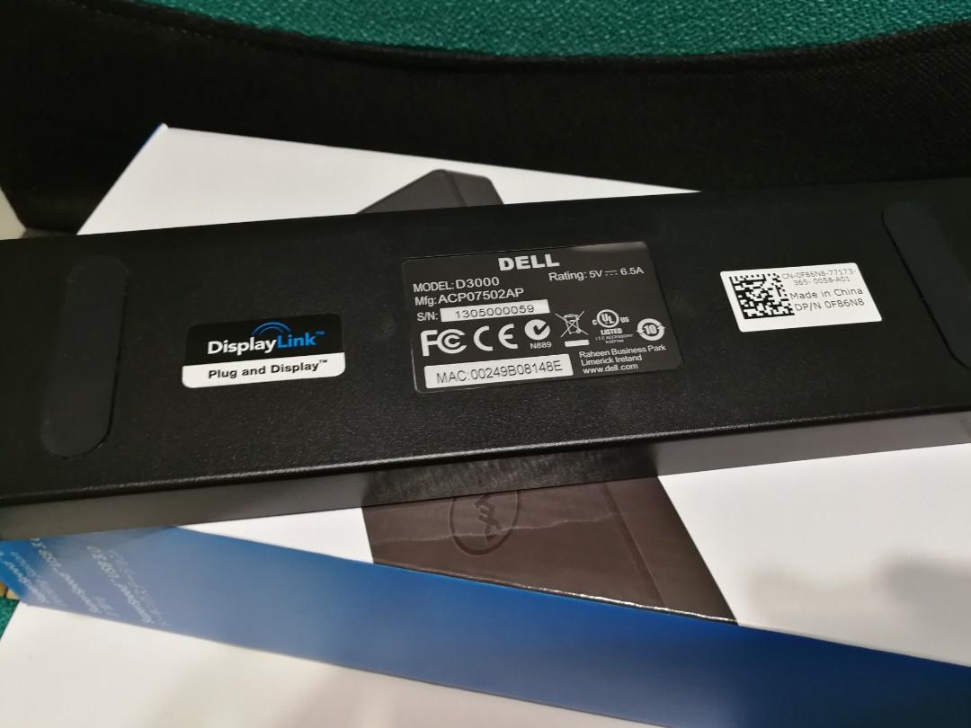 Dell SuperSpeed USB 3.0 Docking Station (D3000), Computers & Tech ...