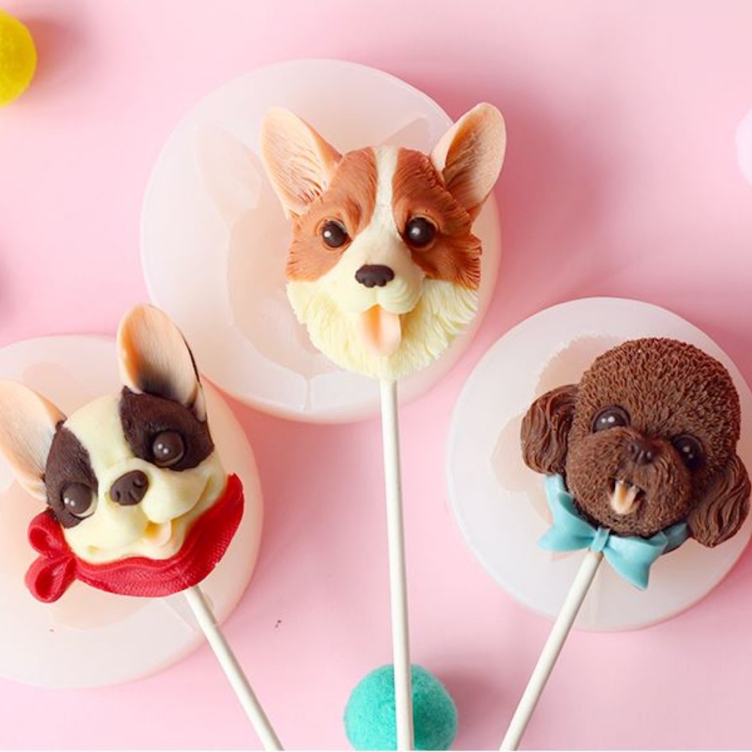Dogs & puppies silicone cake pop mould chocolate pops silicon mold ...