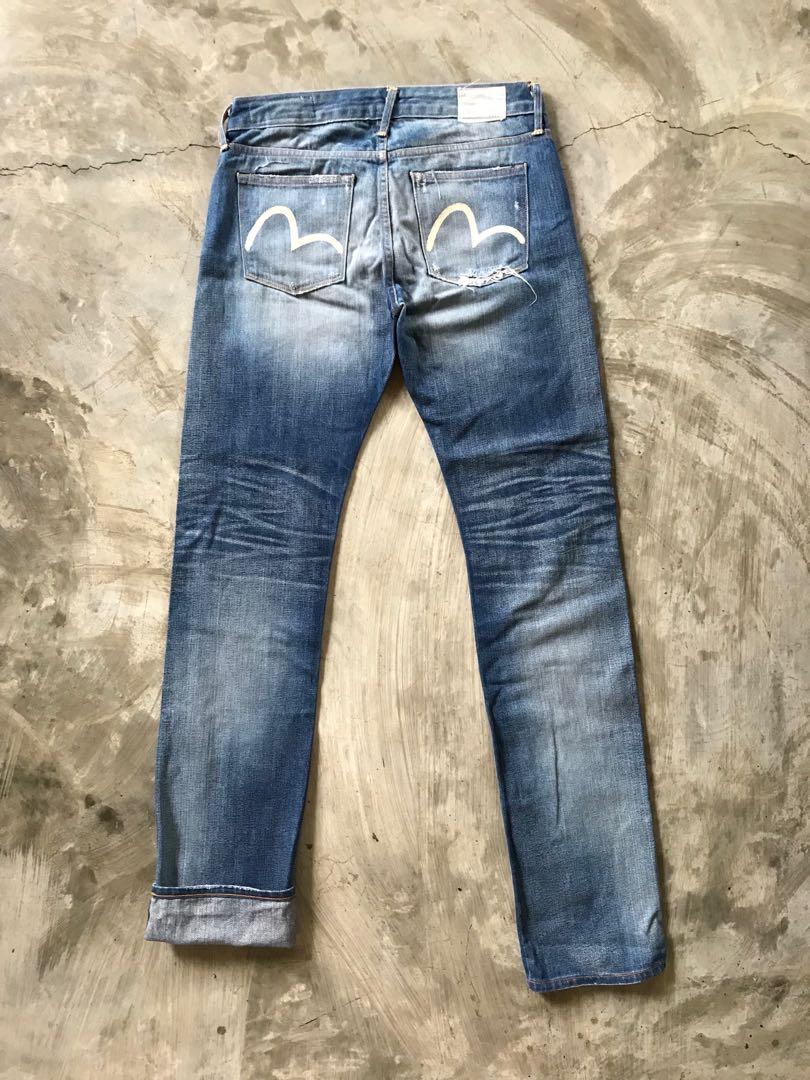 evisu light washe selvedge denim, Men's Fashion, Bottoms, Jeans on Carousell