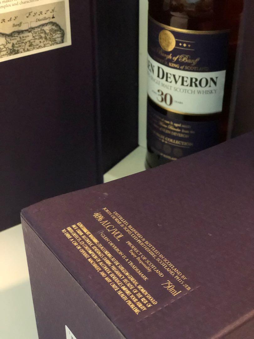 Glen Deveron 30 Single Malt Whisky with Box 700ml, Food & Drinks ...