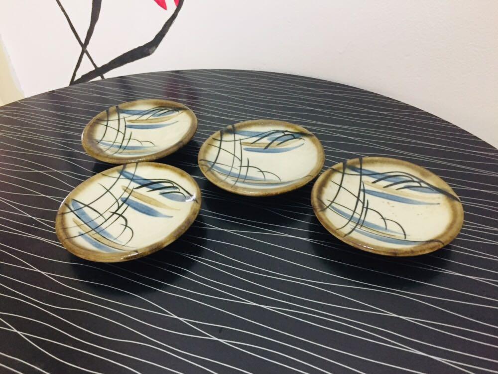 JAPAN SAUCERS 4 PCS JAPANESE CULTURE JAPANESE CROCKERY, Furniture ...