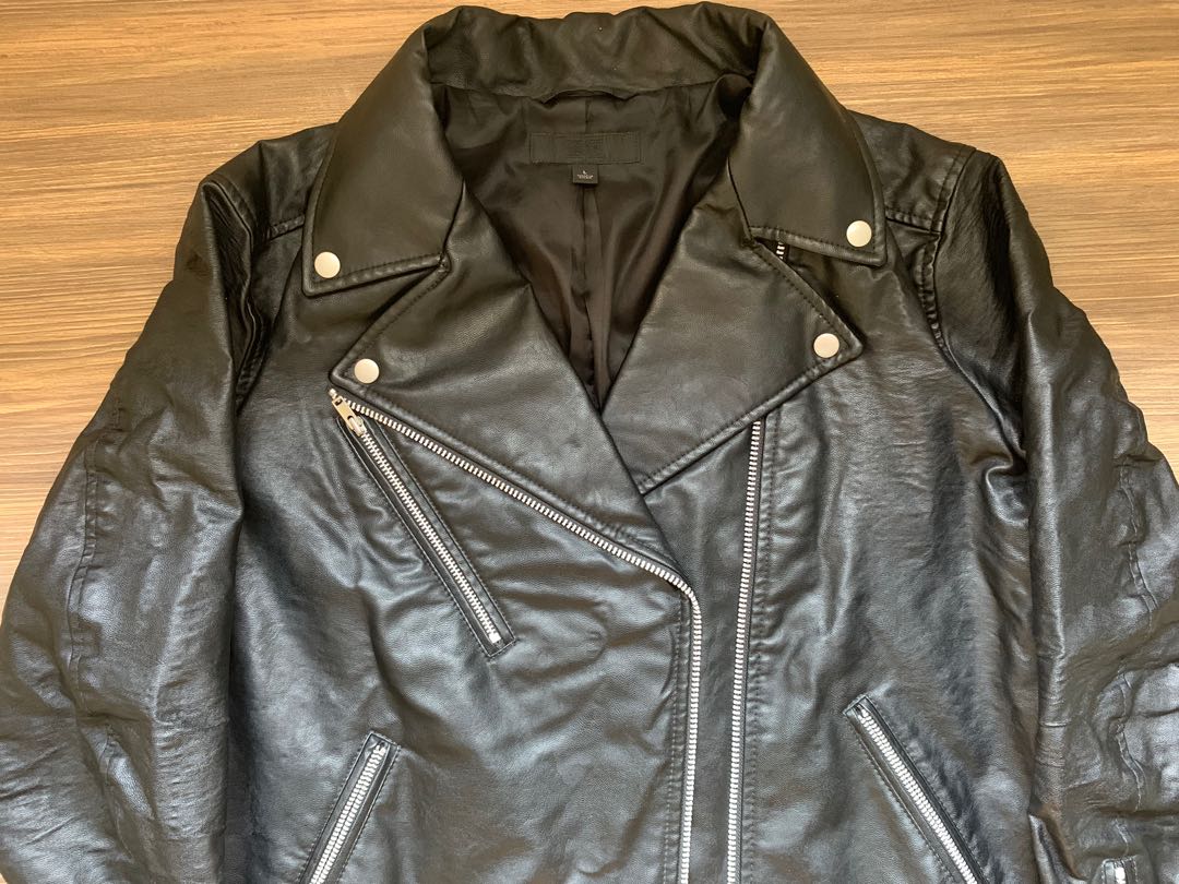 Uniqlo Black Leather Jacket, Men's Fashion, Coats, Jackets and ...