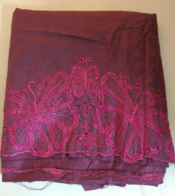 Clearing stok !!! Kain Pasang Sulam Corak Rama-Rama, Women's Fashion ...