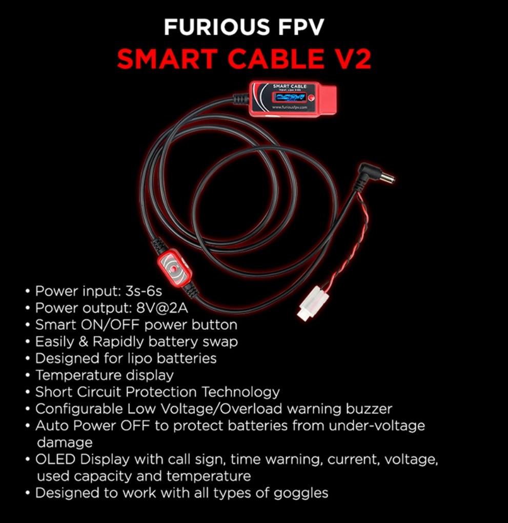 FuriousFPV Smart Cable V2 Wire 125cm Support 3-6S LiPo Battery, Mobile ...