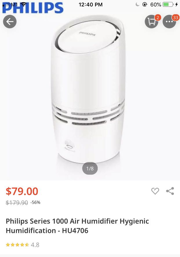 Philips Series 1000 Air Humidifier HU4706, TV & Home Appliances, Air ...