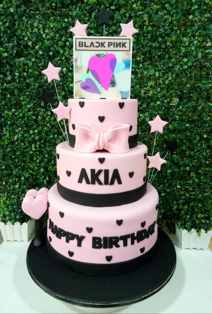 2 tier Blackpink Cake, Food & Drinks, Chilled & Frozen Food on Carousell