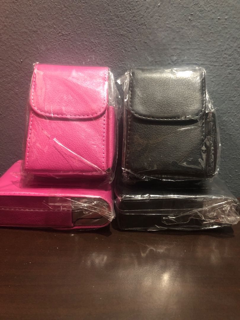 Leather Cigarettes Casing Tobacco Flip Box with Lighter Holder Pouch ...