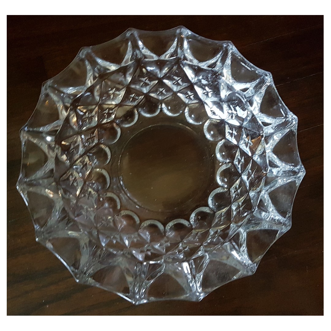 Vintage heavy cut glass ash tray large, Furniture & Home Living ...
