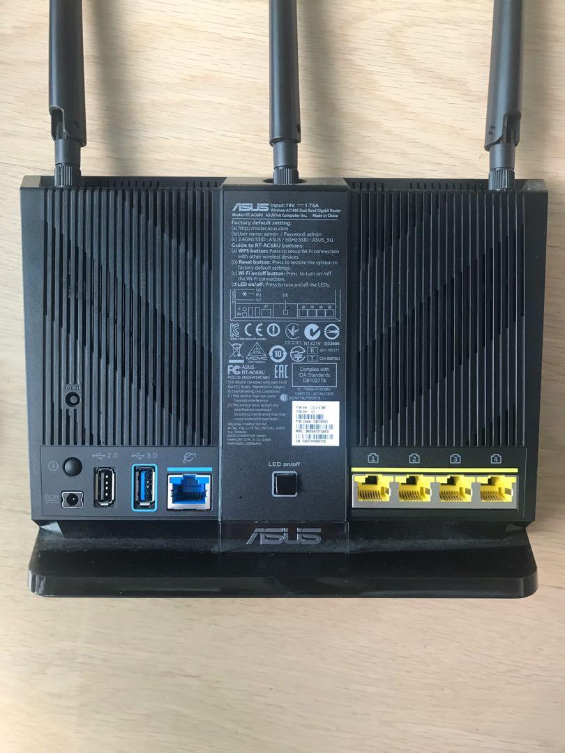 ASUS Router RT-AC68U 路由器, 電腦＆科技, 電腦周邊及配件, Wifi及上網相關產品 - Carousell