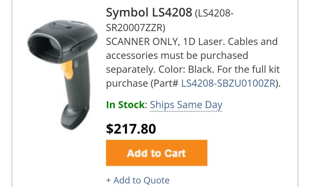 Barcode scanner Symbol LS4208, Computers & Tech, Printers, Scanners ...