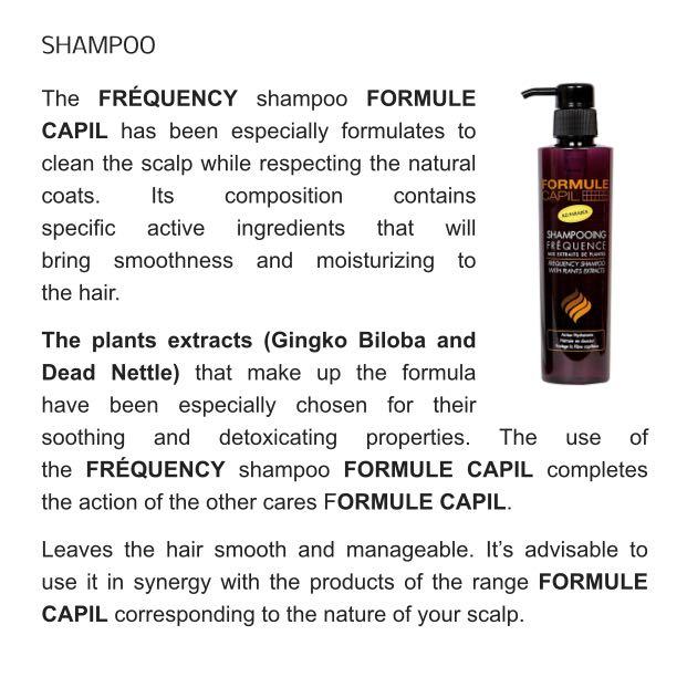 FORMULE CAPIL FREQUENCY SHAMPOO WITH PLANTS EXTRACTS, Beauty & Personal Care, Hair on Carousell