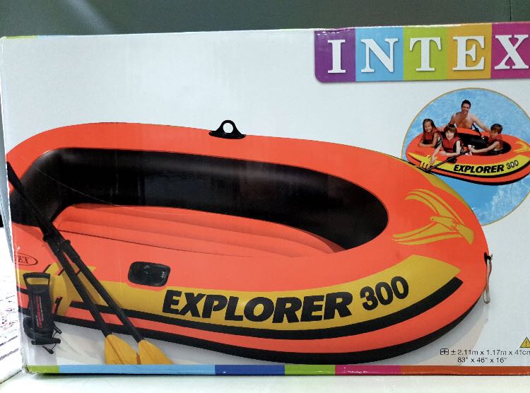 Intex Explorer 300 Inflatable Boat set as good as new, Sports Equipment ...