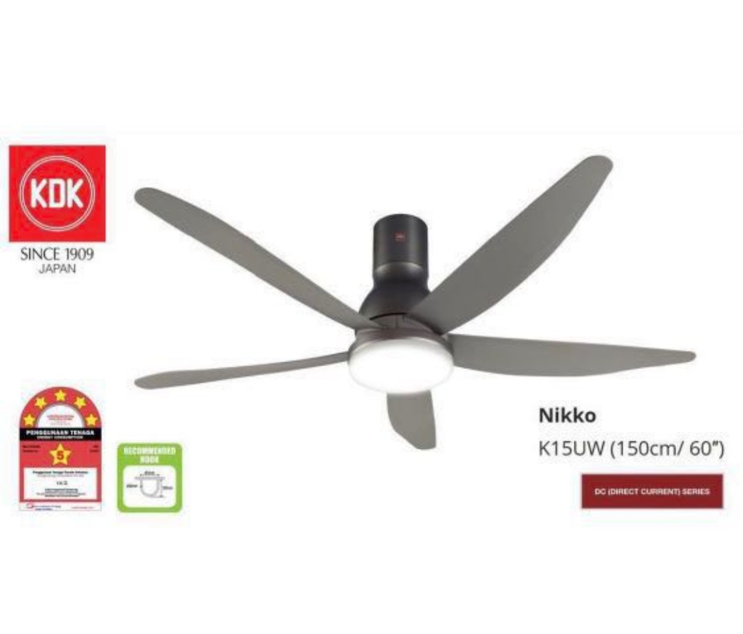 Kdk k15uw 60" 5 blades ceiling fan with LED light, Furniture & Home ...