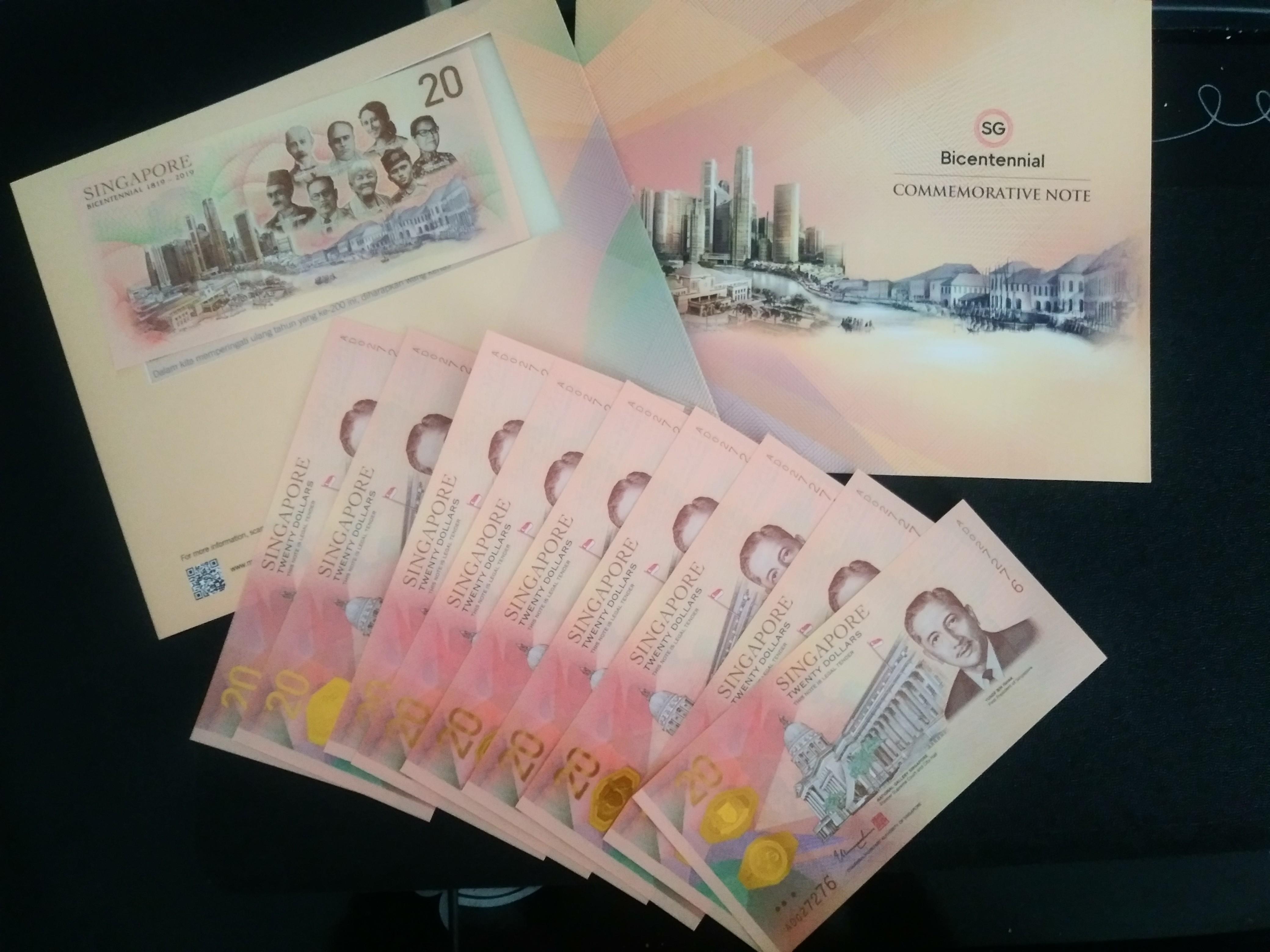 Limited Edition Singapore $20 Bicentennial Note, Hobbies & Toys ...