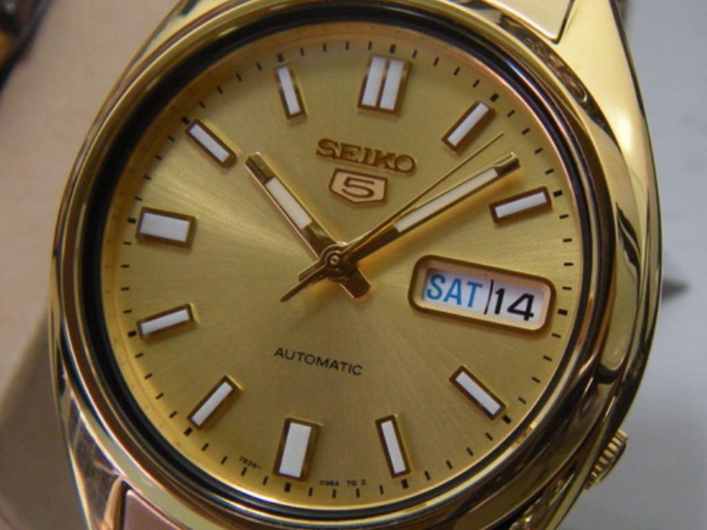 Seiko 5 SNXS80 Automatic Watch Classic Gold Tone SNXS80K Brand New, Men ...