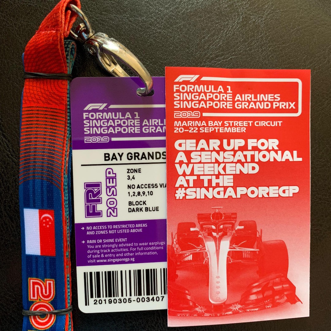 Singapore GP Formula 1 F1 2019 - Friday Bay Grandstand Ticket, Tickets ...