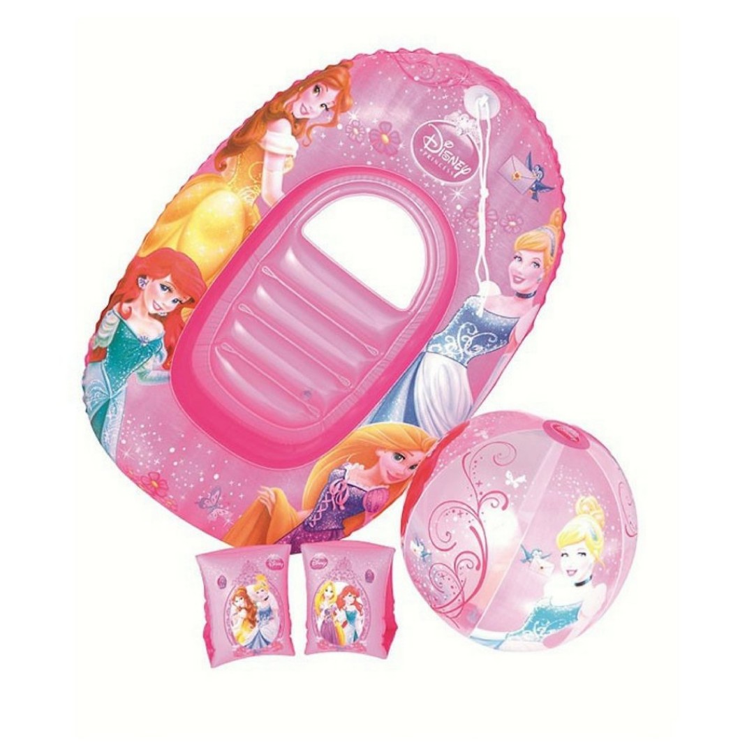 Bestway Disney Princess 4-Pc Inflatable Beach Set (Boat + Arm Bands ...