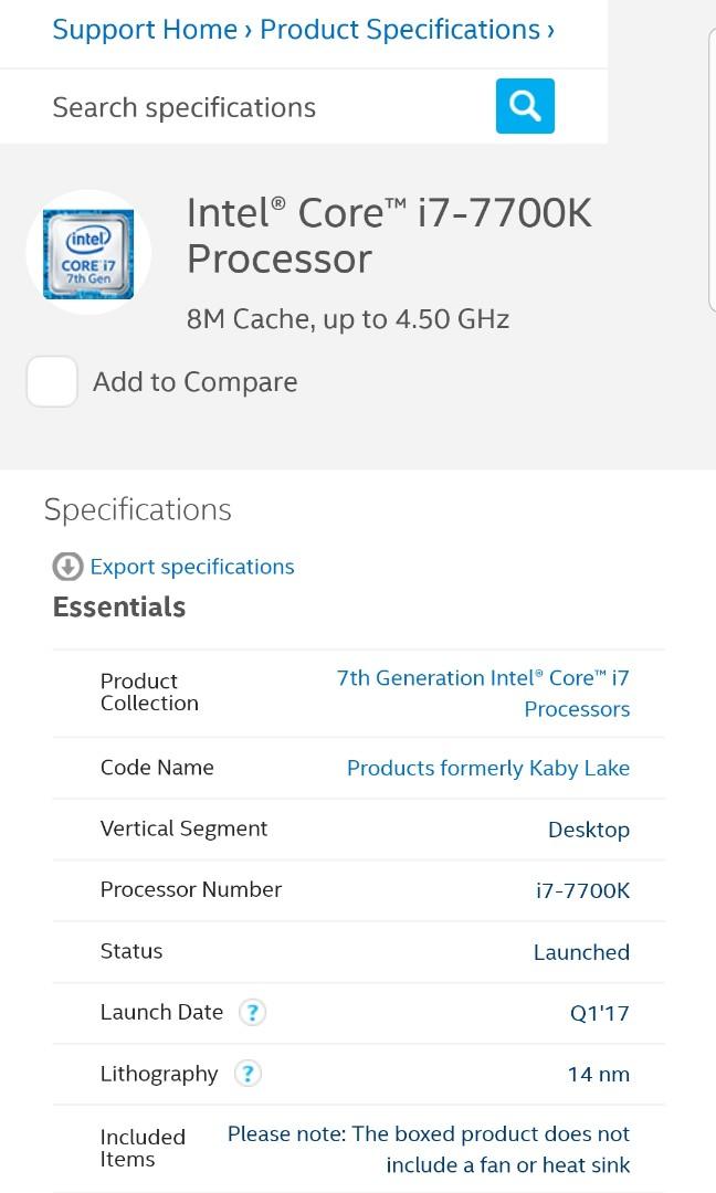Intel® Core™ i7-7700K Processor, 電腦＆科技, 手提電腦 - Carousell