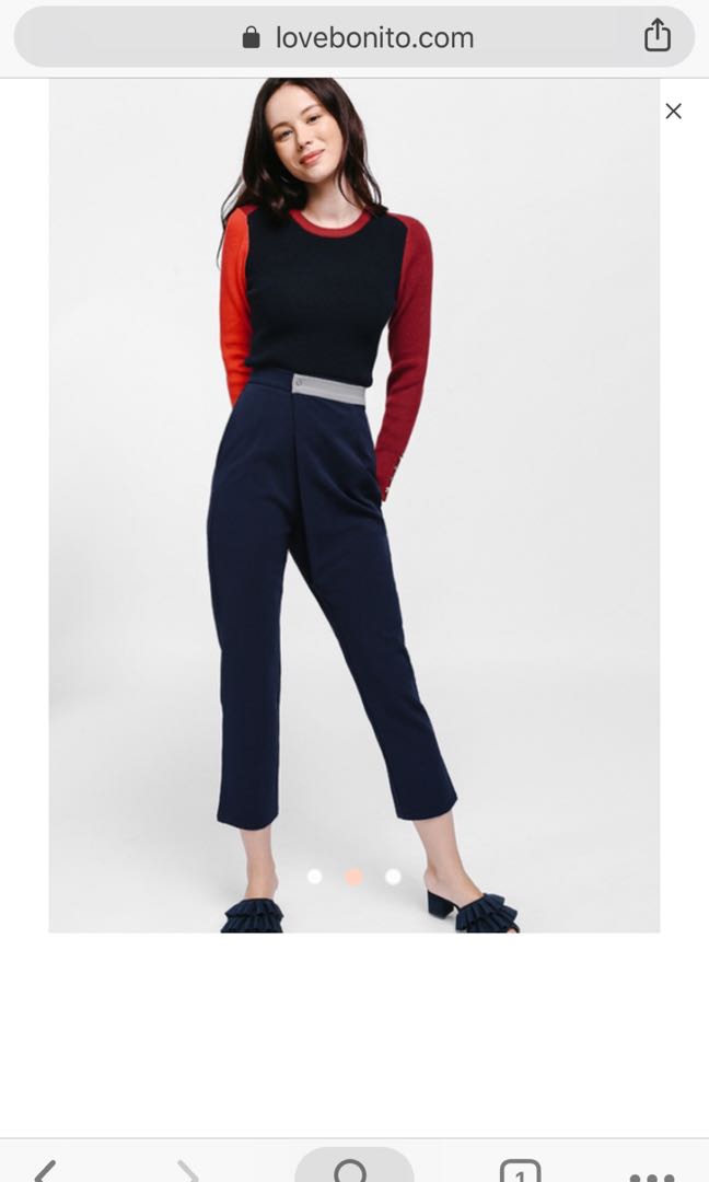 Love Bonito Caeryn Contrast Band Crossover Pants, Women's Fashion ...