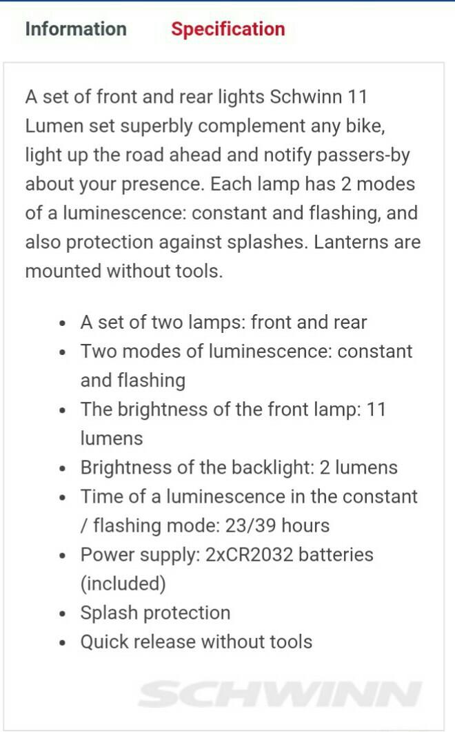 Schwinn U.S.A.Bicycle Bike Quick Release Wrap Led Light Front an Rear Flashlight Waterproof ...