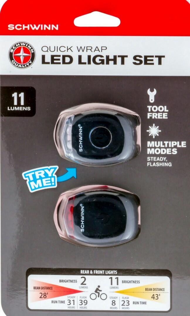Schwinn U.S.A.Bicycle Bike Quick Release Wrap Led Light Front an Rear Flashlight Waterproof ...