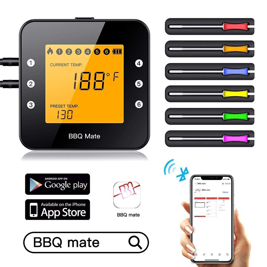 Smart Wireless BBQ Thermometer With 6Probs, Health & Nutrition ...