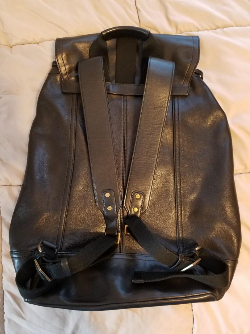 Coach Bleecker black leather backpack bag, Men's Fashion, Bags ...