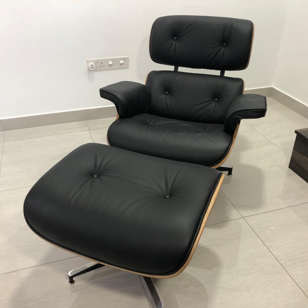 FortyTwo Eames Replica Lounge Chair (Black), Furniture & Home Living ...