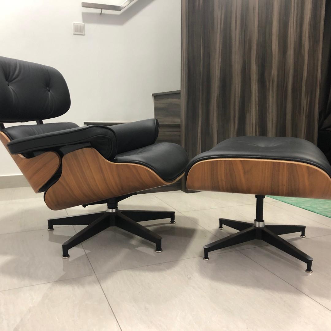 FortyTwo Eames Replica Lounge Chair (Black), Furniture & Home Living ...