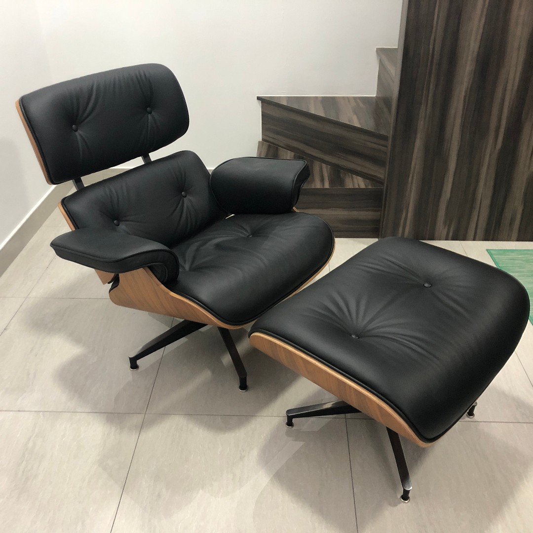 FortyTwo Eames Replica Lounge Chair (Black), Furniture & Home Living ...