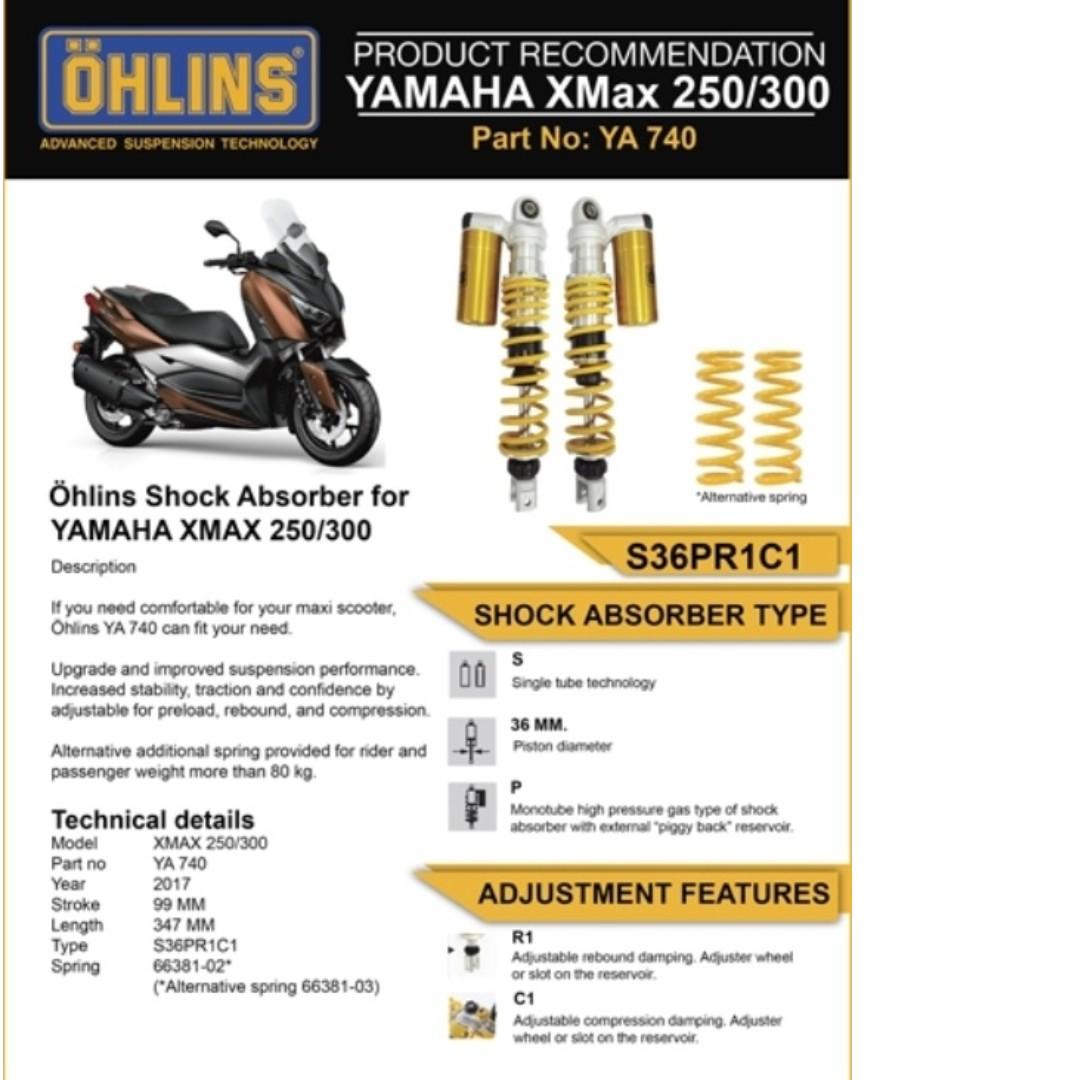 ohlins shock for yamaha xmax 300, Motorcycles, Motorcycle Accessories ...