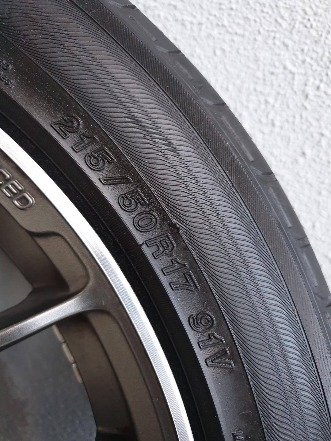 Original 17" SSW PCD114.3, ET38, light alloy rims with Yokohama Aspec DB tyres. 215/45/17, Car ...